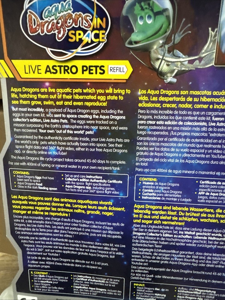 Aqua Dragons In Space Live Astro Pets Refill Pack 1 Pc W/ Eggs Food ...