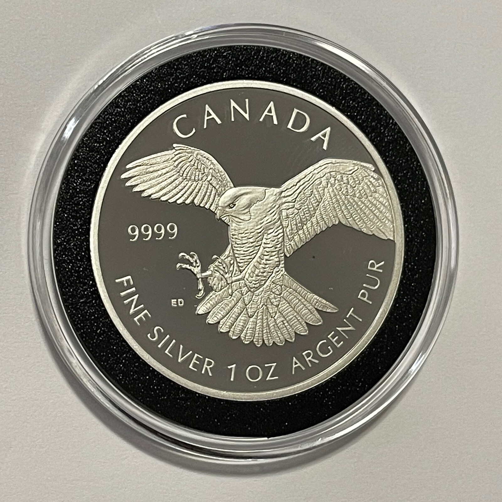 2014 Peregrine Falcon Birds of Prey Proof Round Coin 1 Troy Oz .9999 ...