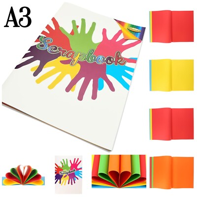 Large A3 Scrapbook 60 Coloured Paper Sheets Artist Art & Craft Book ...