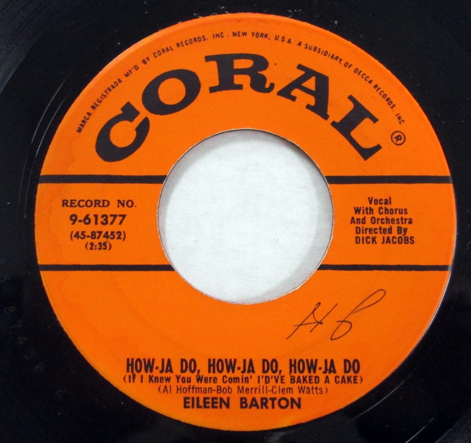 EILEEN BARTON 45 Fujiyama Mama / How-Ja Do VG+ on coral rockabilly r&b ...