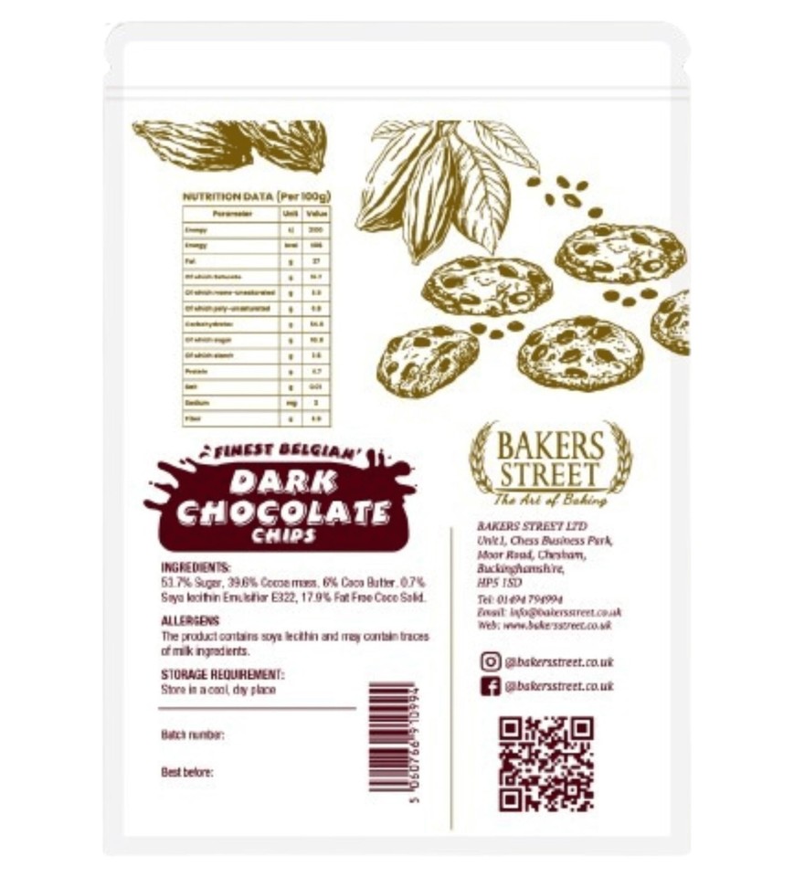 Dark Chocolate Chips 500g on Toppings & All Baking Premium Quality ...