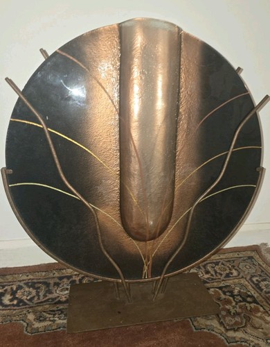 Art Glass, Mark Hines Creations, Brown Vines Slumped Vase w/ Iron Stand ...