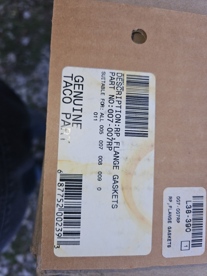 Taco Flange Gaskets 0010 Taco 007-007RP Replacement (Pair) MADE IN USA ...