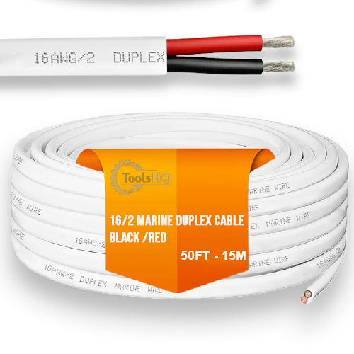 16 AWG Gauge Marine Grade Wire OFC Tinned Copper Flat 16/2 Duplex Cable ...
