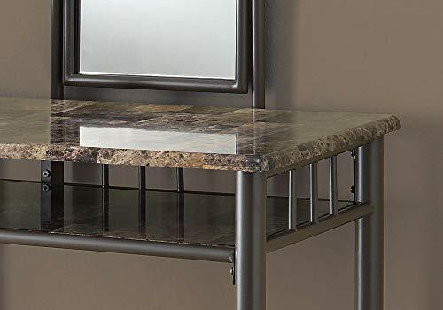 Brown Faux Marble 3 pc Vanity Table Set Makeup Mirror Stool Storage ...