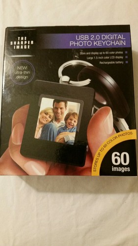 GIFT IDEA! NEW SHARPER IMAGE BLACK ULTRA THIN USB 2.0 LCD DIGITAL PHOTO ...