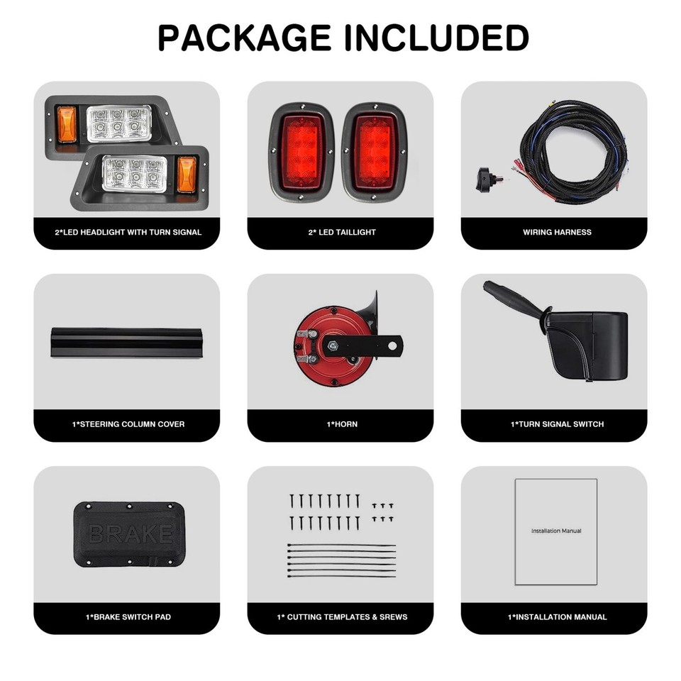 Yamaha G14-G22 LED Golf Cart Light Kit 12V Deluxe Head & Tail Light ...