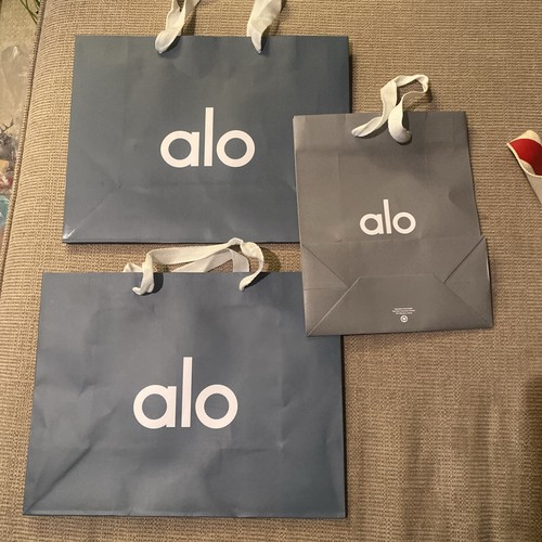 ALO Empty Gift Bag Authentic Shopping Tote Gray And Blue Lot 13 X10 & 8 ...