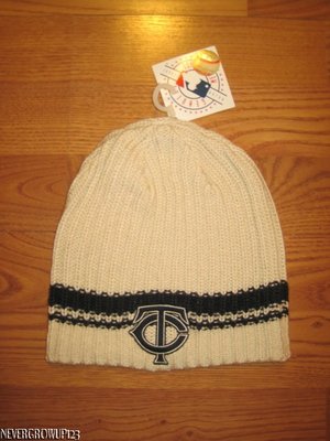 MINNESOTA TWINS BEIGE~IVORY KNIT STOCKING HAT~CAP~BEANIE~WOMEN'S FIT ...