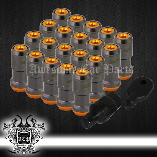 M12X1.5 JDM Long Extended Steel Lug Nuts Set Orange Dust Caps w/ Key | eBay