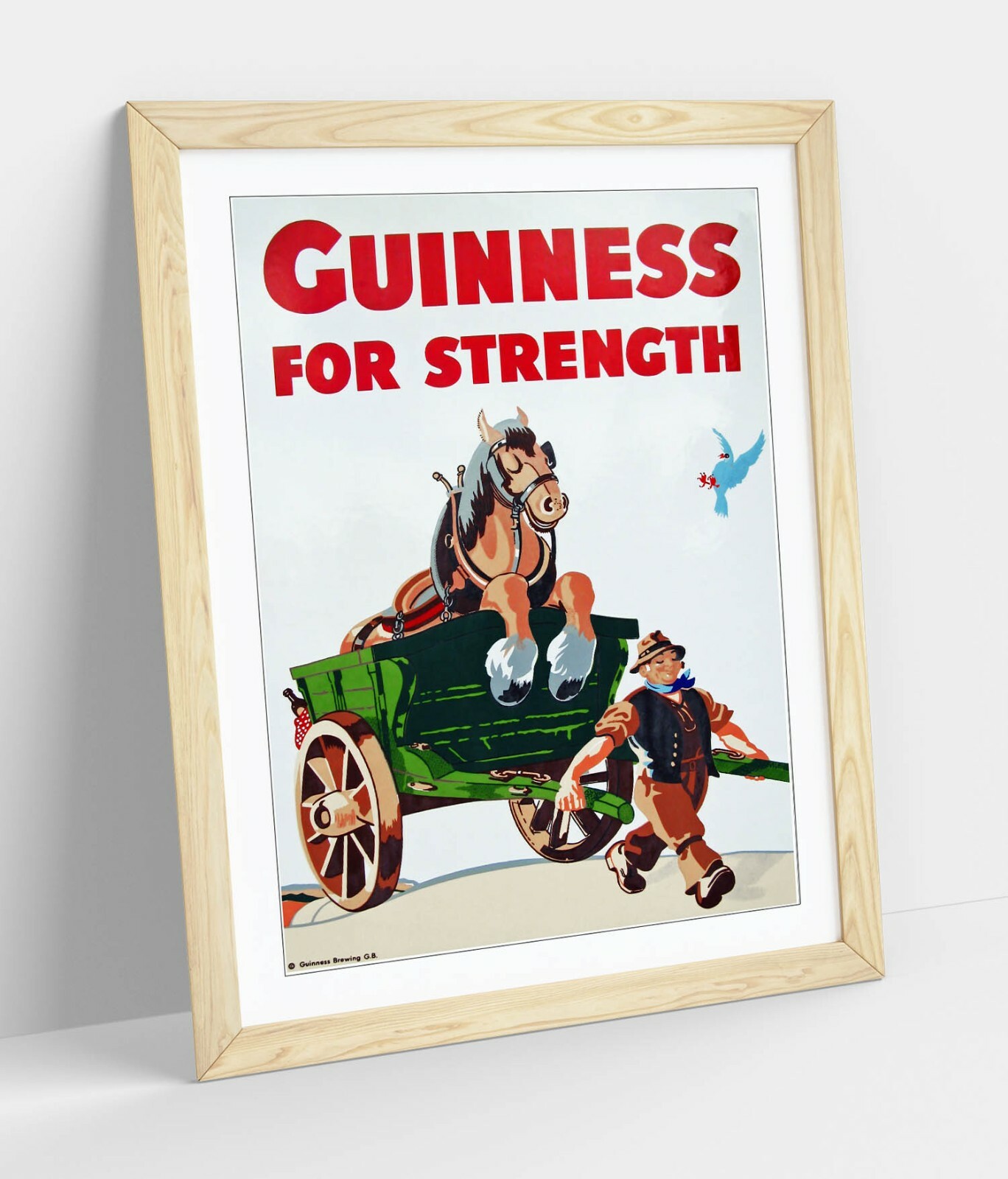 VINTAGE "GUINNESS FOR STRENGTH" POSTER ADVERT -FRAMED WALL ART PICTURE ...