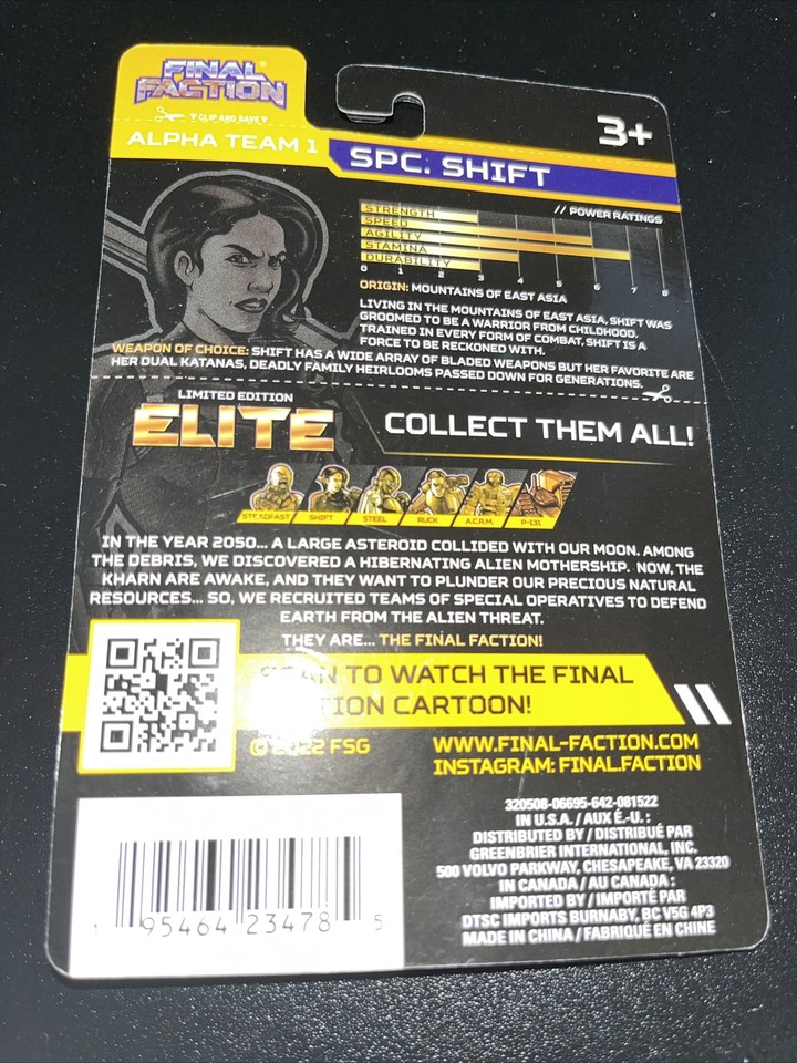 NEW! Final Faction Elite Edition Specialist Shift 1:18, 3-3/4" Action ...