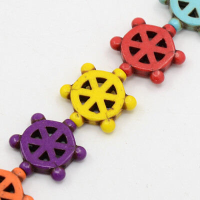 5 Ship Wheel Beads Faux Turquoise Nautical Helm Assorted Lot 17mm Ocean ...