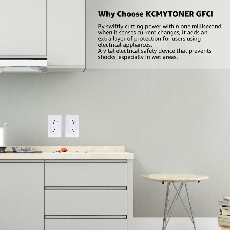 3× Slim 15AMP GFCI Outlet Receptacle Tamper Resistant-ETL Listed White ...