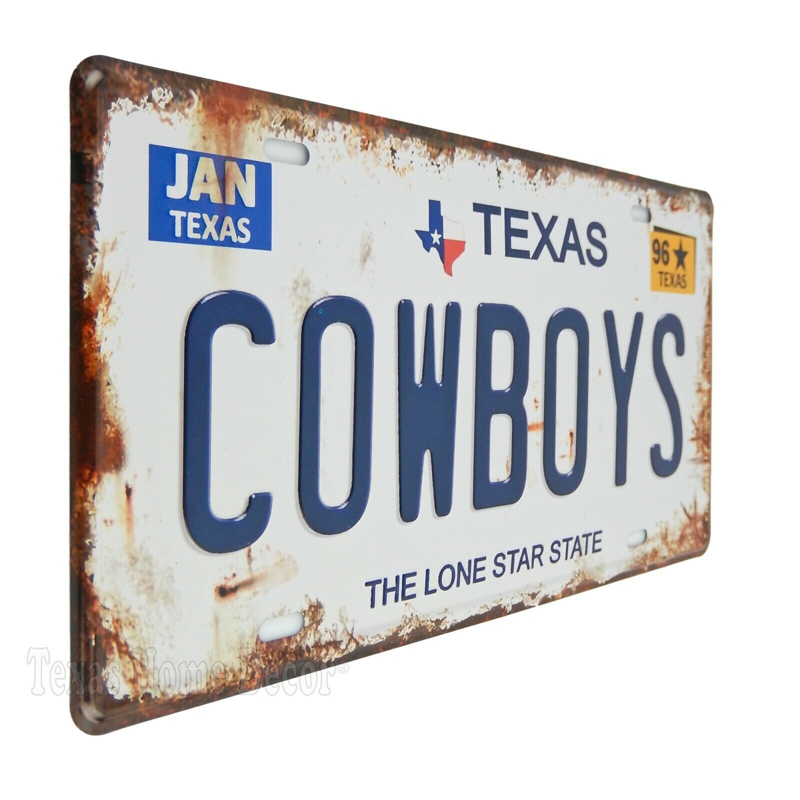 Rustic Dallas Cowboys License Plate Embossed Tin Metal Texas The Lone ...