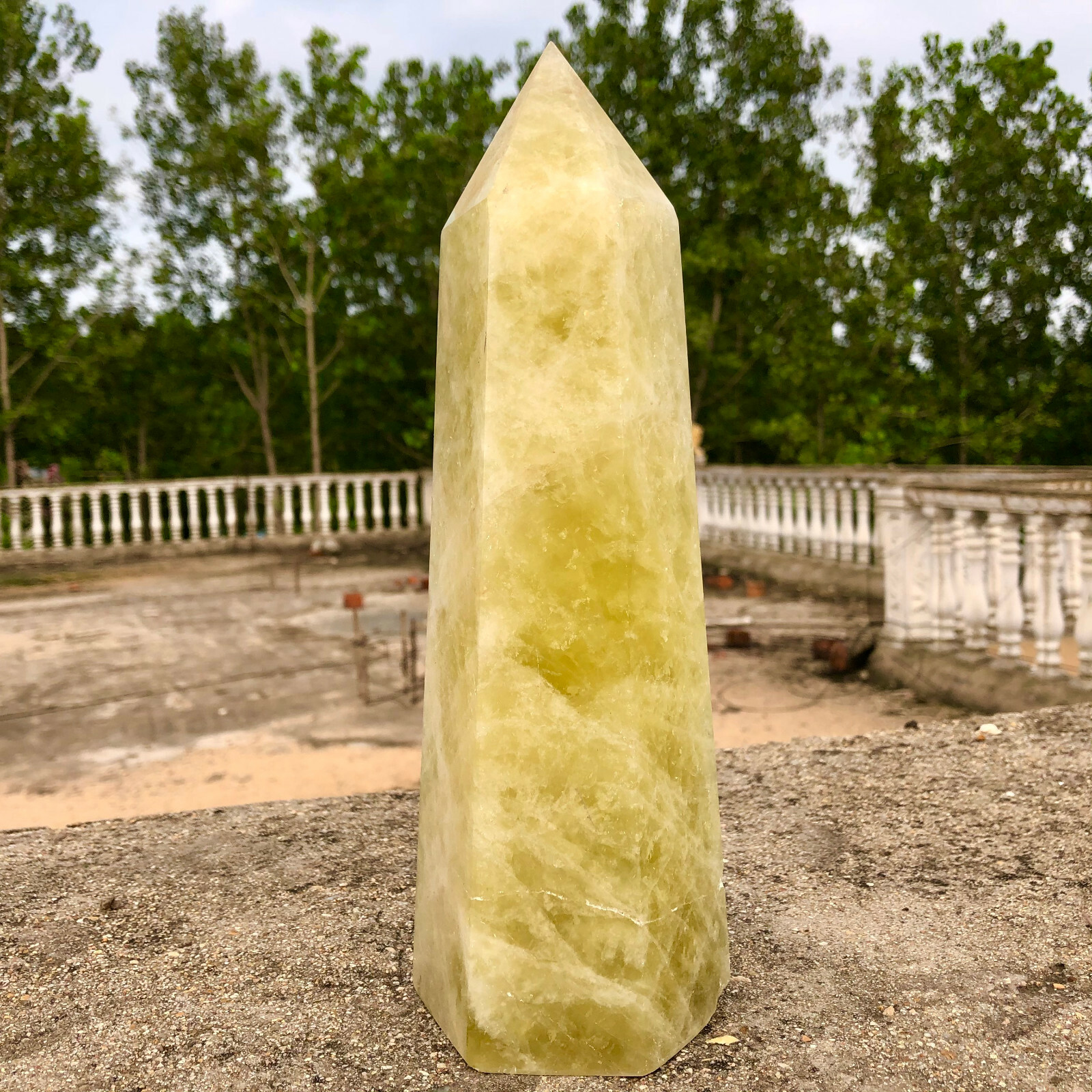 2320g Natural yellow crystal obelisk Crystal energy column Reiki ...