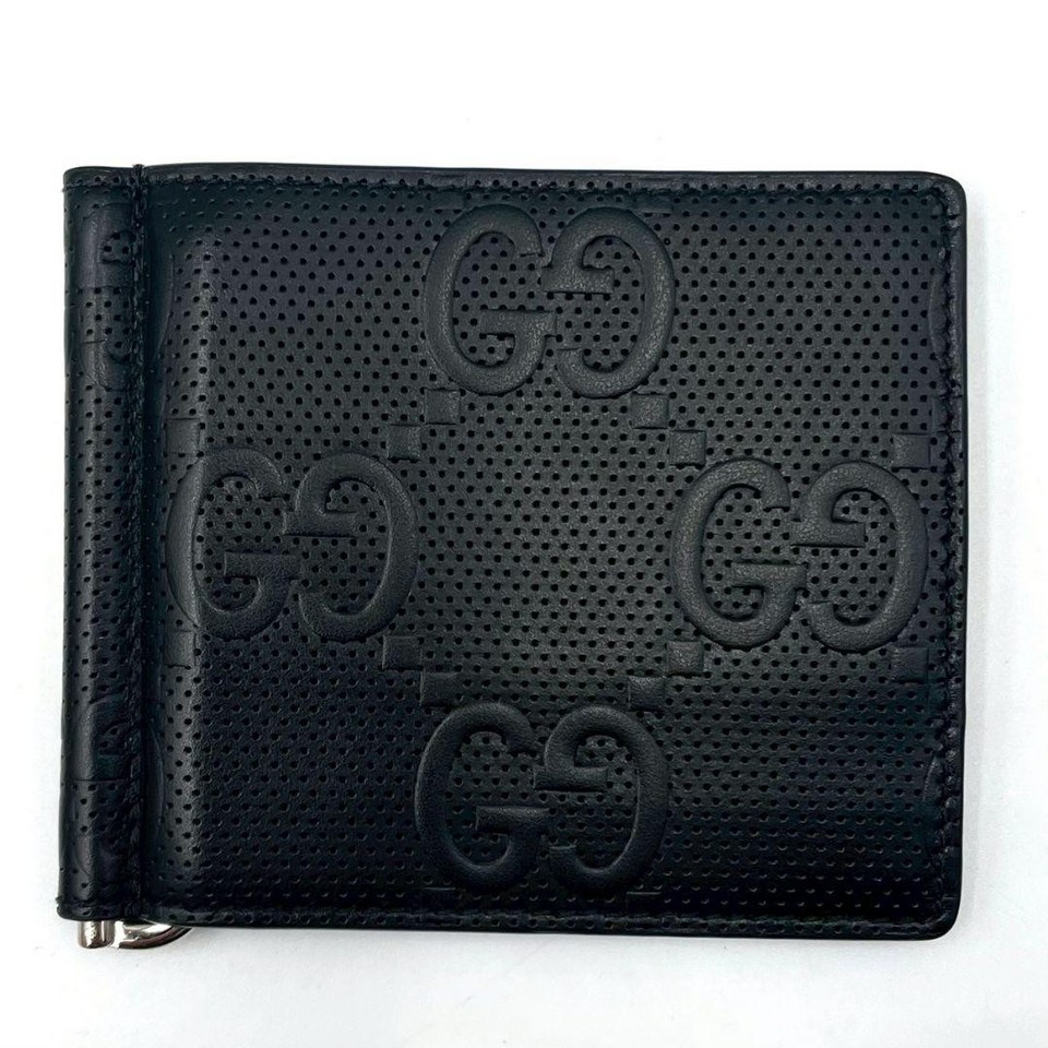 Recent Model: GUCCI Money Clip Card Case Jumbo GG Black | eBay