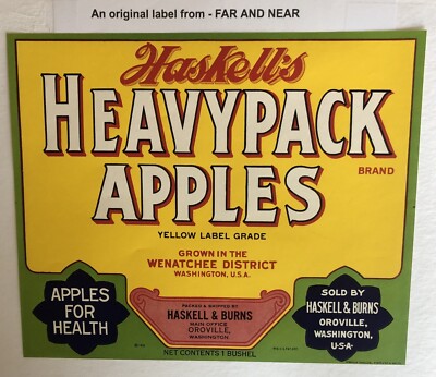 Haskell's HeavyPack Brand Apple Crate Label - Yellow Label Grade | eBay