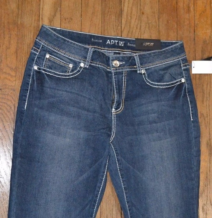 Apt 9 Jeans Bootcut Mid Rise Straight Through Hip & Thigh Heavily ...