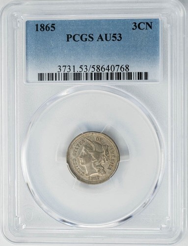 1865 Three Cent 3CN Repunched "5" AU53 PCGS 950134-3 | eBay
