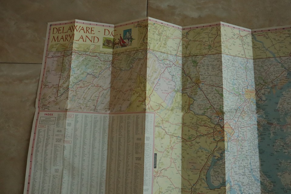AAA Delaware D.C. Maryland Virginia 1984 36x24.75 Paper Road Map | eBay