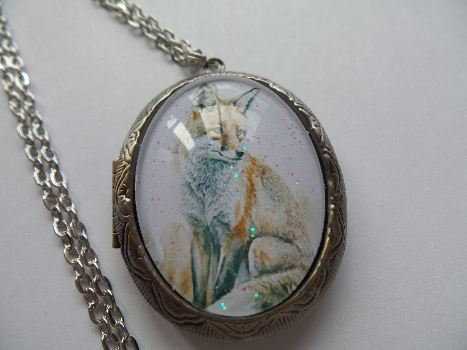 ANTIQUE SILVER COLOR FOX LOCKET | eBay