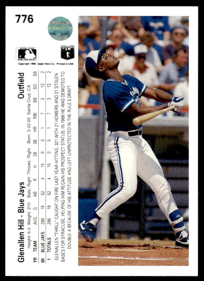 1990 Upper Deck Baseball Card Glenallen Hill Toronto Blue Jays #776 | eBay