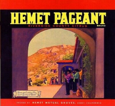 Hemet Pageant Brand Orange California Retro Citrus Crate Box Label Art ...