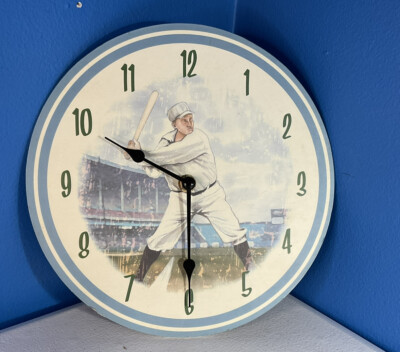 Intake Old Time Baseball Player Battery Operated Wall Clock MLB Batter ...