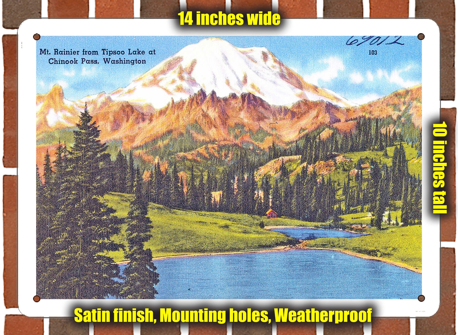 Metal Sign - Washington Postcard - Mt. Rainier From Tipsoo Lake at ...