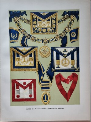1886 FREEMASONRY PRINT PROVINCIAL GRAND LODGE CLOTHING ENGLAND DISTRICT ...