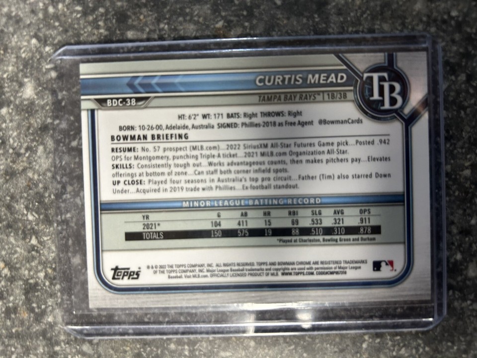 2022 Bowman Chrome Draft Base. Tampa Bay Rays Black & White Raywave ...