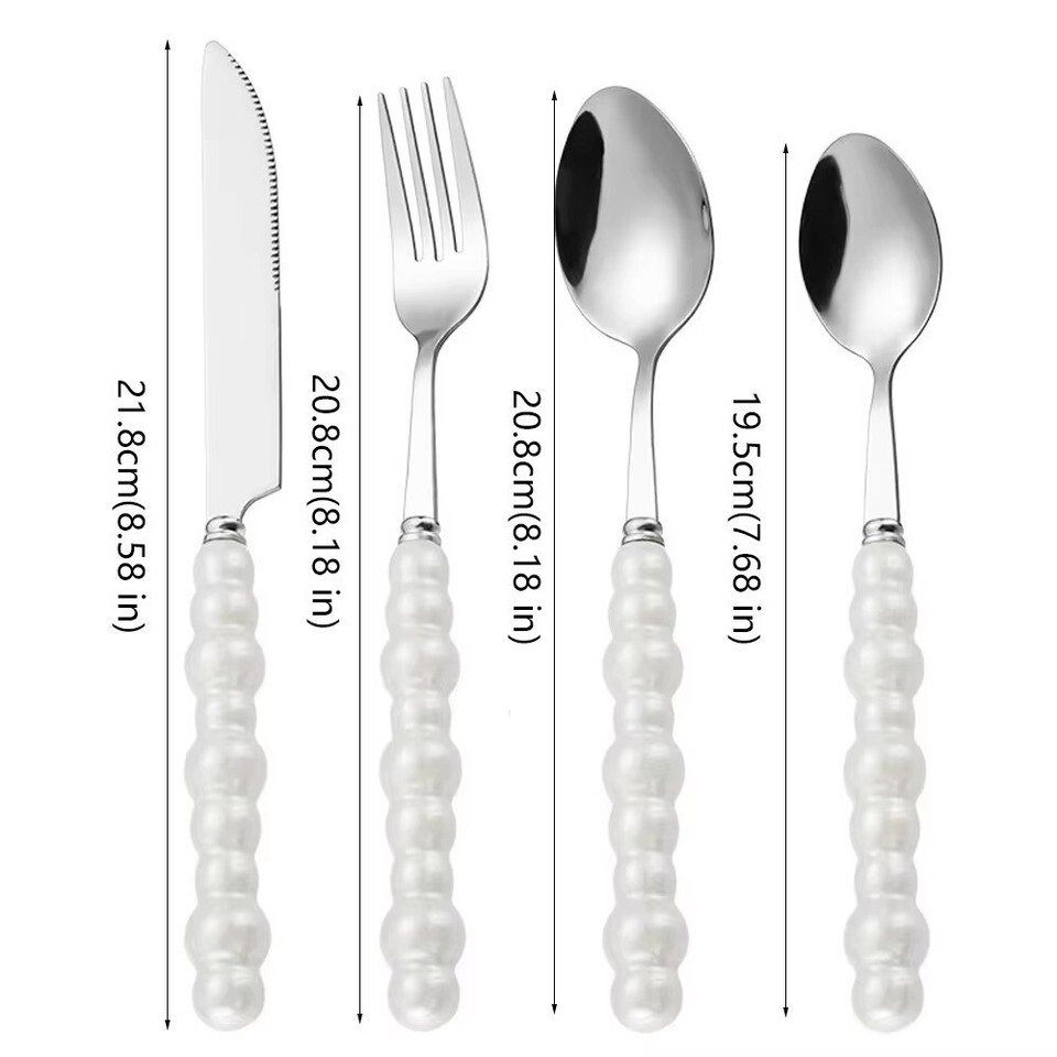 304 Stainless Steel Cutlery Set with Pearl Ceramic Handle 16pcs for 4 ...