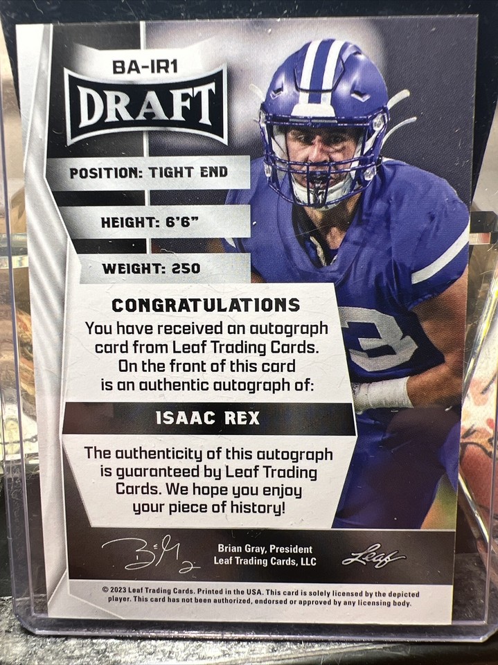 2023 LEAF DRAFT ROOKIE RED AUTO ISAAC REX BYU COUGARS #BA-IR1 | eBay