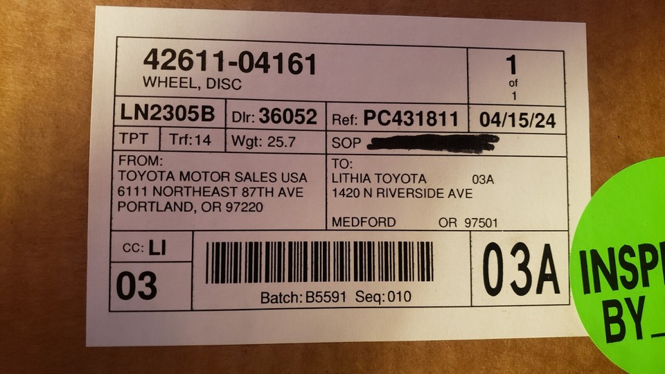 Toyota disc wheel part no. 42611-04161 | eBay