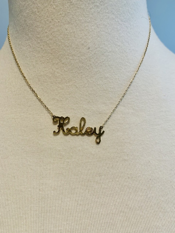 NEW PERSONALIZED HALEY OR KALEY NAME GOLD NECKLACE | eBay