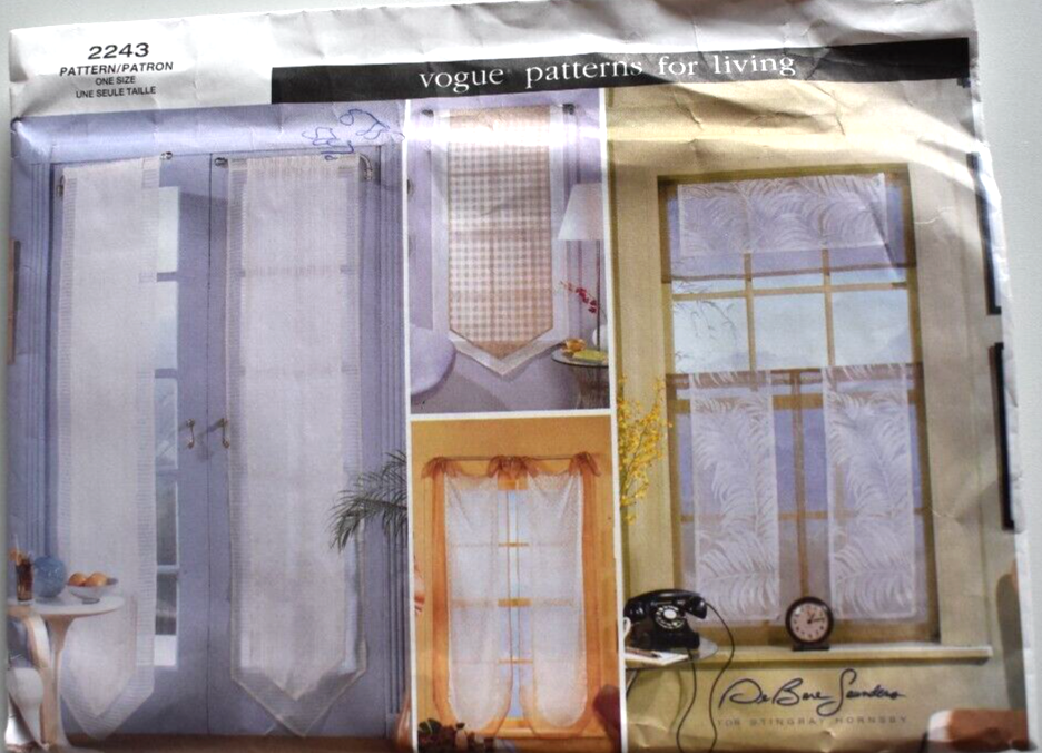 VOGUE PATTERN 2243 WINDOW SHEERS TO MAKE UNCUT VINTAGE 1998 | eBay