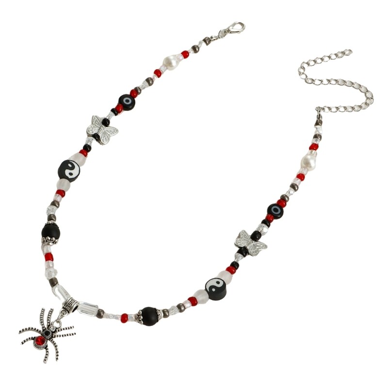 Red Diamonds Spiders Necklace Trend Hip-hop Light Luxury Female Jewelry ...