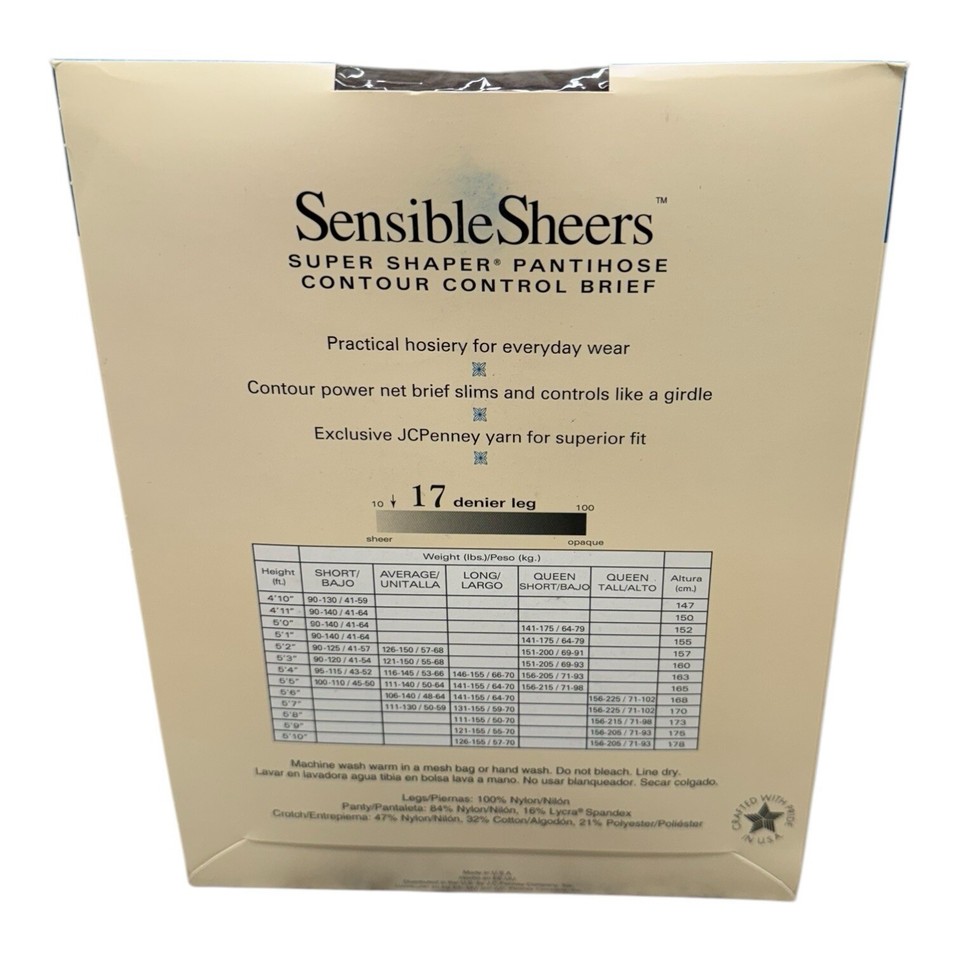 Worthington Sensible Sheers Super Shaper Pantyhose Control Top Average ...