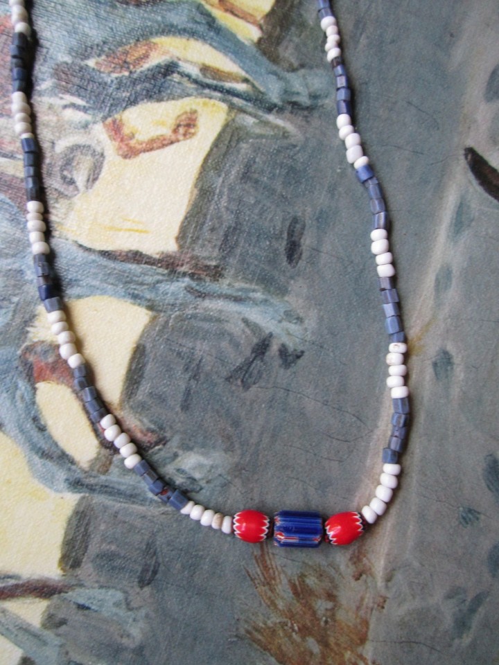 Old Native Trade beads, Plains Indian Beads, Mauve,White, Blue Faceted ...