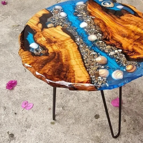 Epoxy Resin Table Top Handmade Wood & Resin Home Accent Coffee Table ...