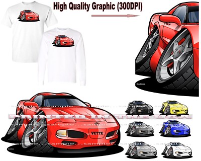 Corvette C5 Series Model Year Speed Ahead DigiRods Cartoon Car T Shirt ...