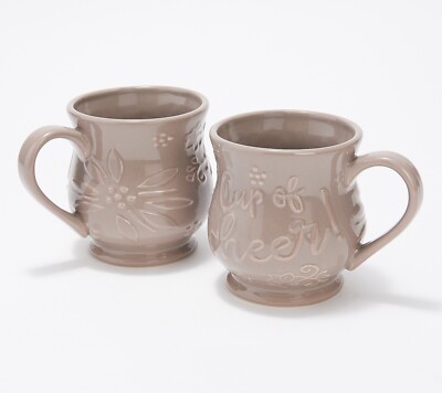 Temp-tations Sculptural Special Edition Set of 2 Celebration Mug -Taupe ...
