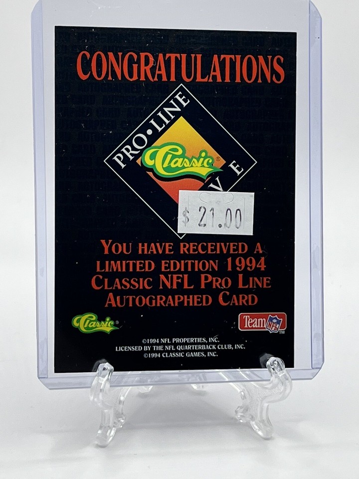 1994 Classic Games Pro Line Auto 0605/1150 Drew Bledsoe New England ...