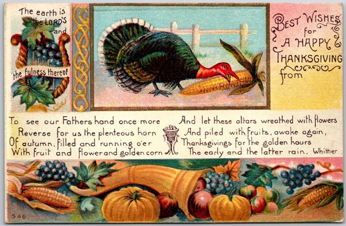 Best Wishes for a Happy Thanksgiving, Turkey Eating Corn, Poem ...