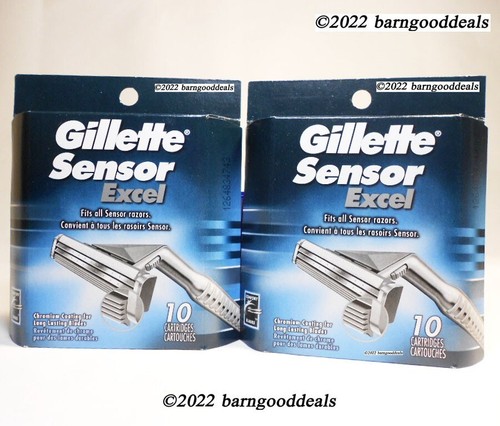 GILLETTE SENSOR EXCEL RAZOR BLADE REFILLS, 10 CARTRIDGES EACH X 2 = 20 ...