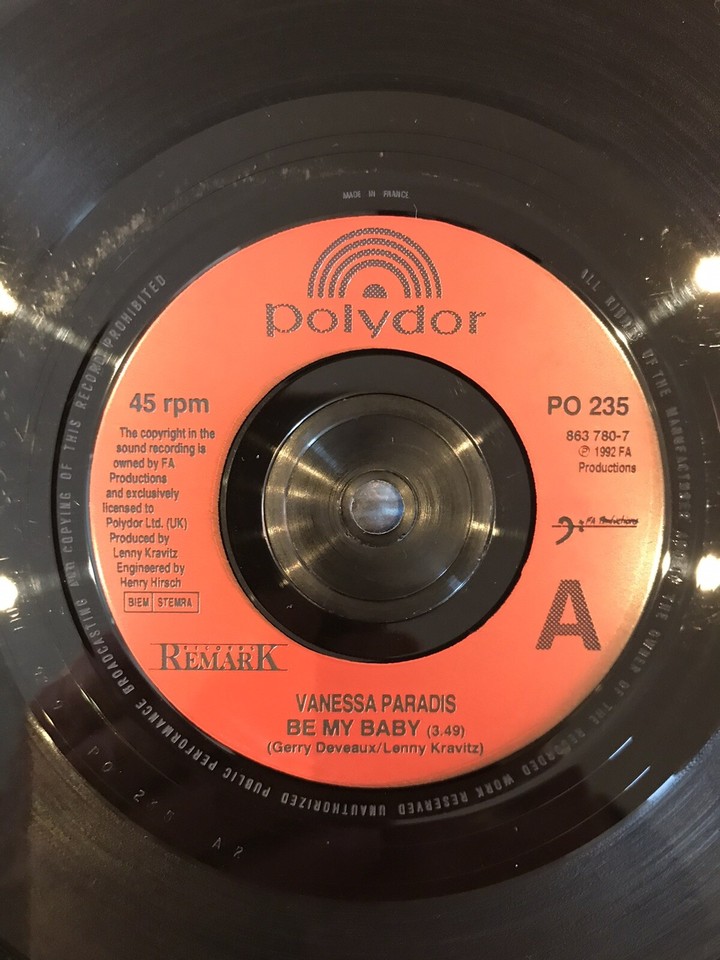 Vanessa Paradis – Be My Baby Polydor – PO 235 (Writ Lenny Kravitz) 3 ...