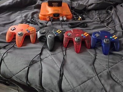 NINTENDO N64 FUNTASTIC FIRE ORANGE CONSOLE - 4 NEW CONTROLLERS ...