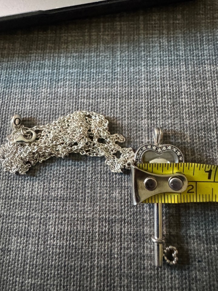 Pandora Genuine 925 Sterling Floating Heart Key Locket Necklace,Chain ...