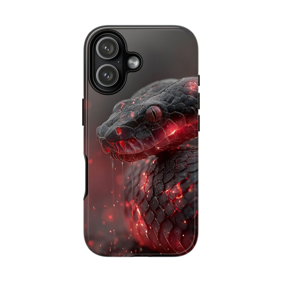 Phone Ink Case for iPhone/Galaxy/Pixel - Black Python Snake Red | eBay